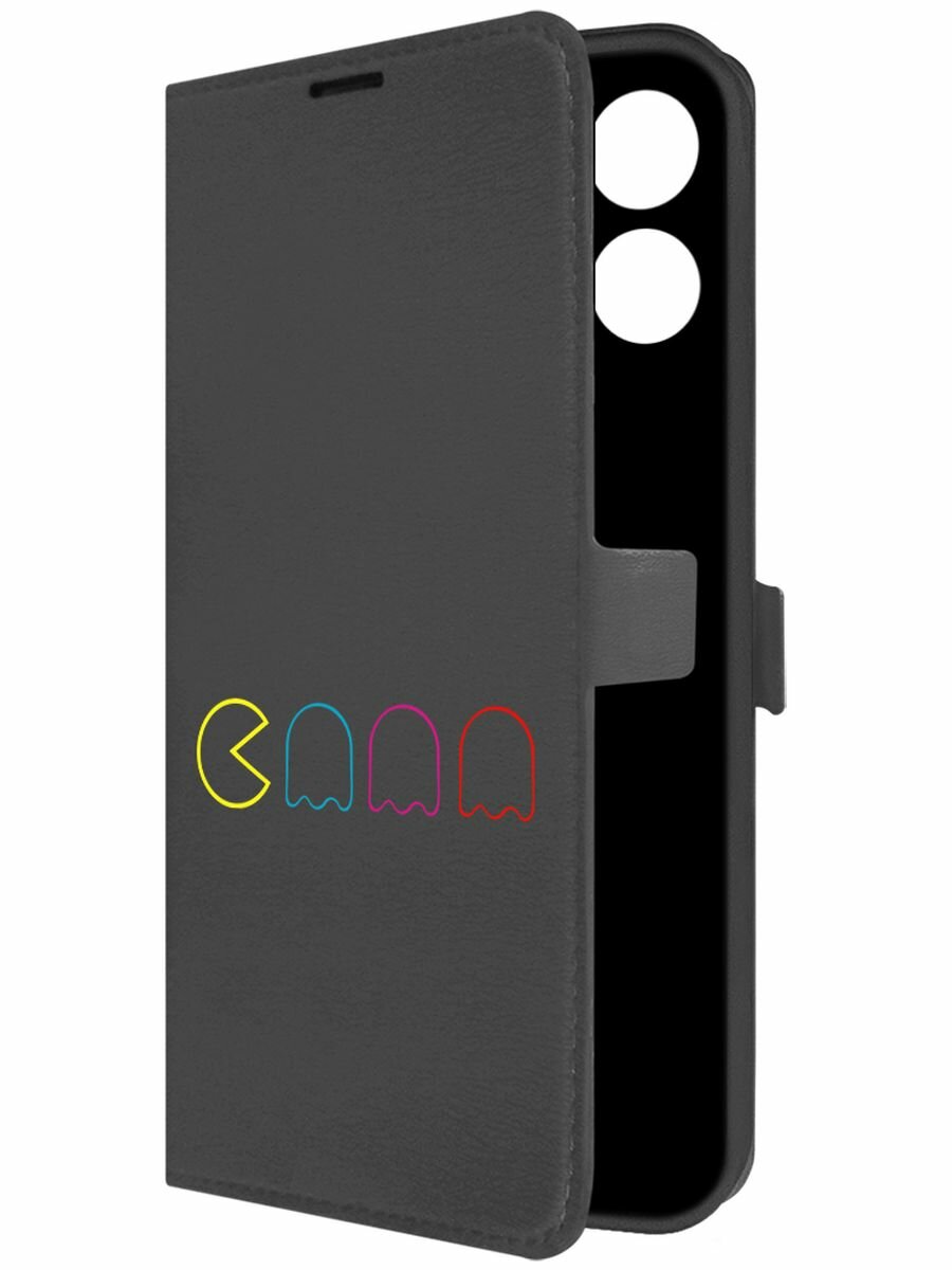 Чехол-книжка Krutoff Eco Book для Realme Note 50 Пакман (черный)
