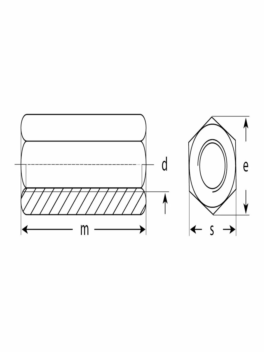 DIN 6334, M16, цинк, 5 кг, переходная гайка