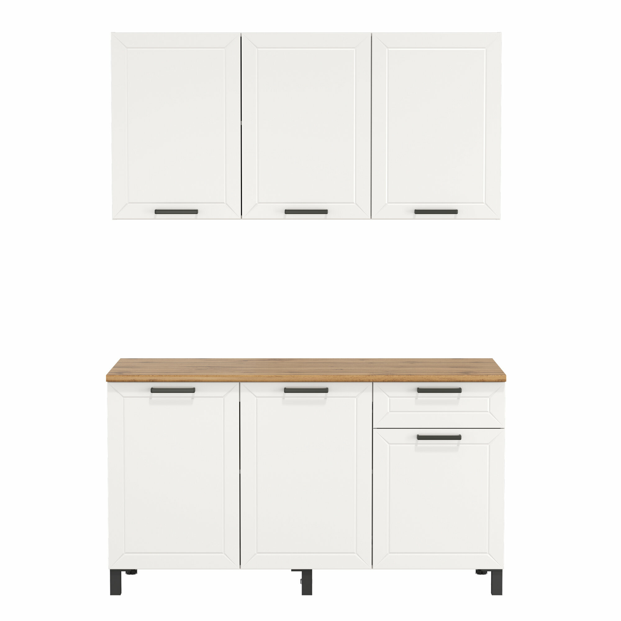 Кухонный гарнитур Мадрид 1,5м МДФ белый со столешницей