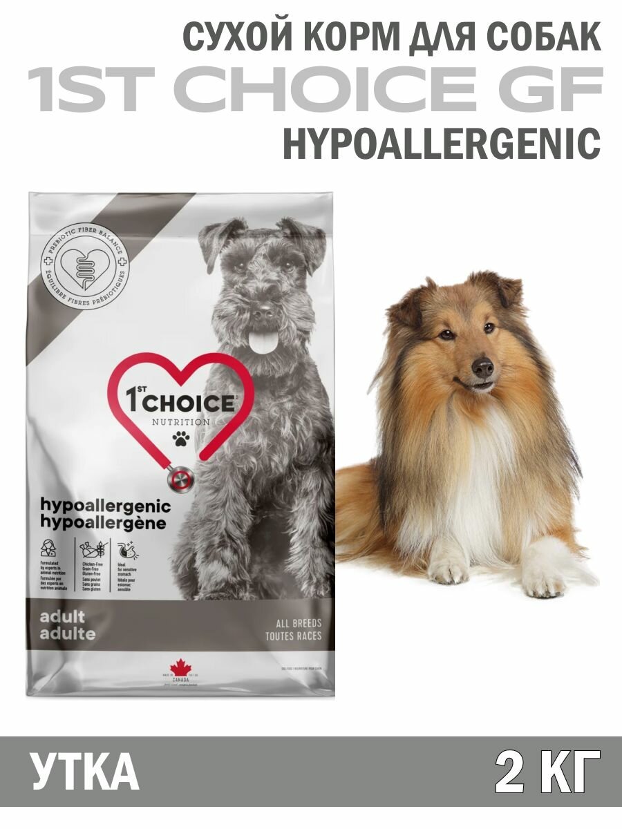 1st CHOICE GF HYPOALLERGENIC сухой корм для собак Утка 2кг