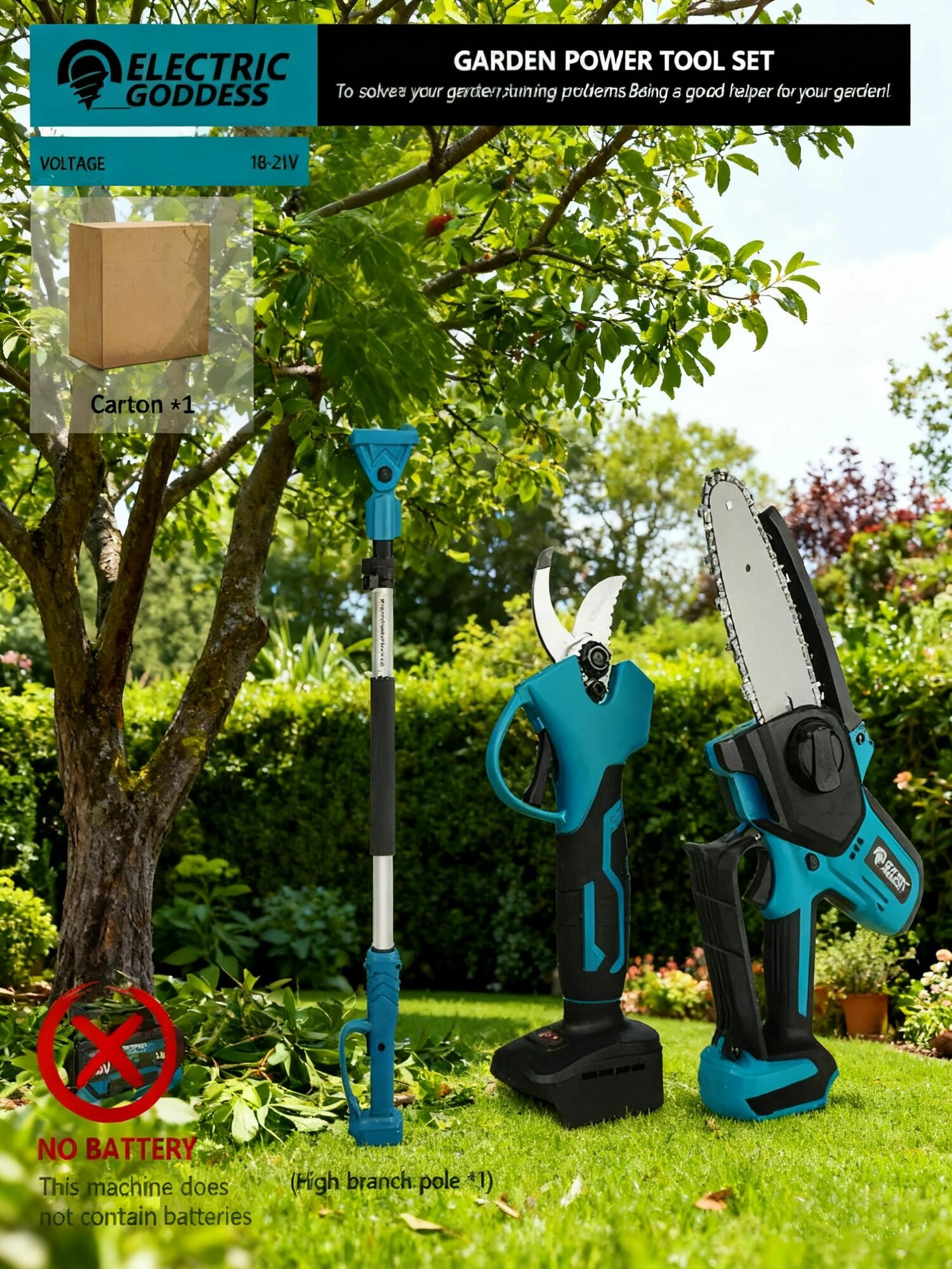 3в1 2.0M высоторез аккумуляторный телескопический с 25mm секатором 7'пила