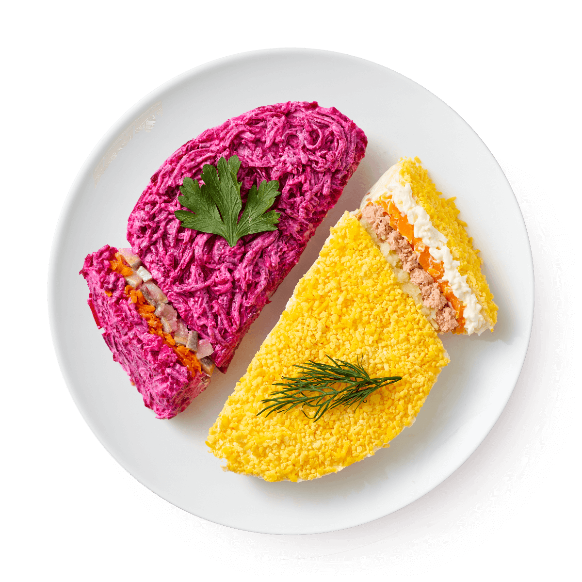 Набор-салатов Йуми "Мимоза и Сельдь под Шубой", пластиковый контейнер, 400 г