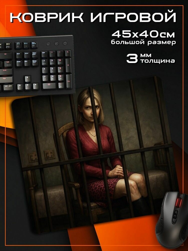 Коврик для мыши 45x40 с принтом Игры Silent Hill 2 (Сайлент Хилл 2, пиромидоголовый, хоррор PS, Xbox, PC, Switch) - 12511152