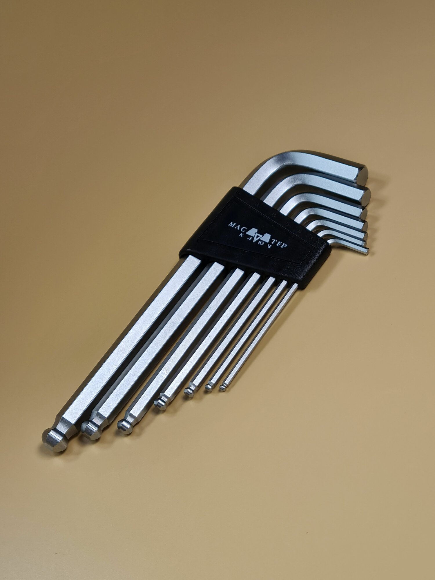 Набор шестигранников ключей, CrV, 7 пр, Мастер Ключ, HEX, 2.5-10 мм, с шаром, МК517109