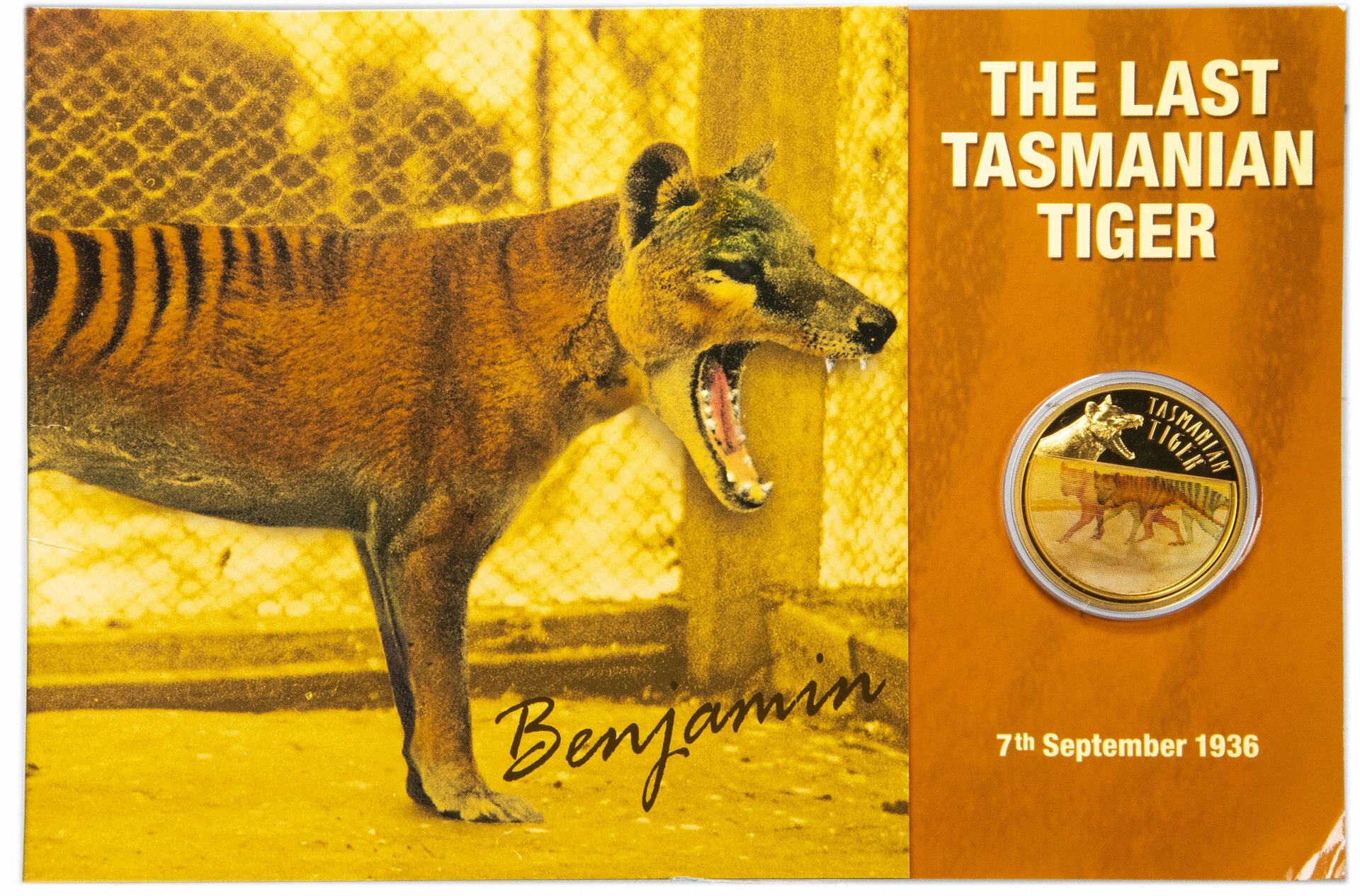 Остров Ниуэ 1 доллар 2011 "Тасманийский тигр", в буклете, Никель, в сохранности PL