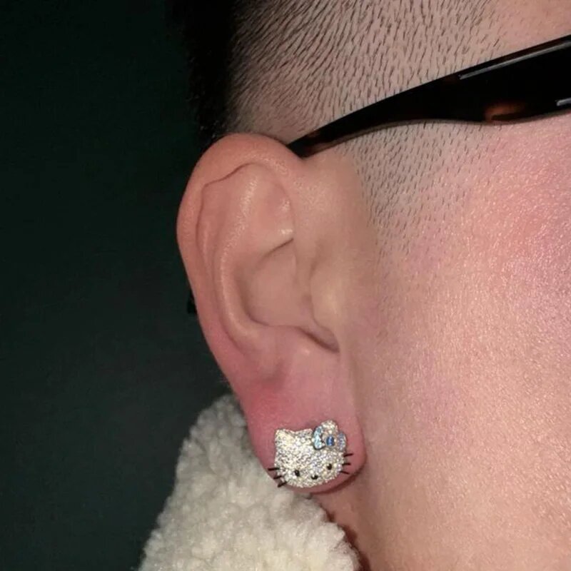 Серебряные косплей аксессуары Sanrio Hello Kittys Y2k blue, 1 pair