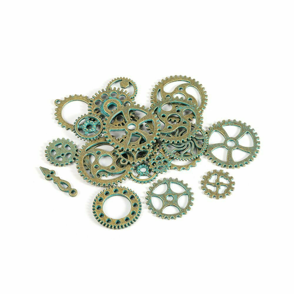 Металлические шестеренки для творчества и заливки эпоксидной смолой, 50 грамм, мини-фурнитура для украшений в стиле стим-панк, набор деталей для ручных поделок