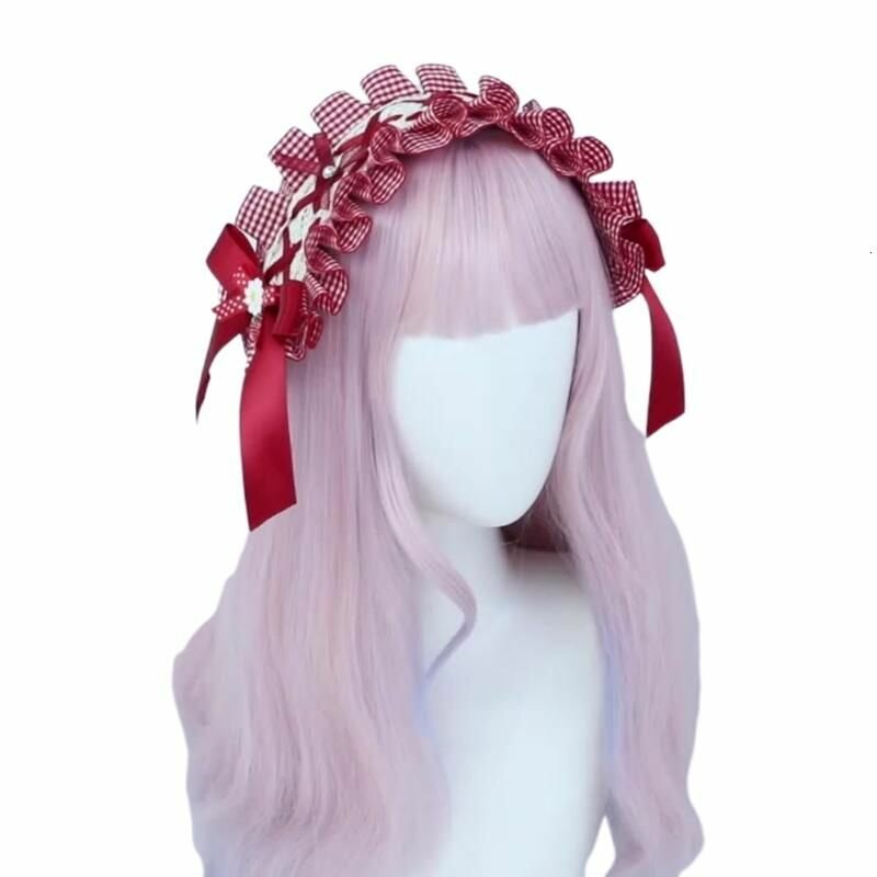 Ободок для волос с клубникой и бантом для костюма Lolita, - Клубничный