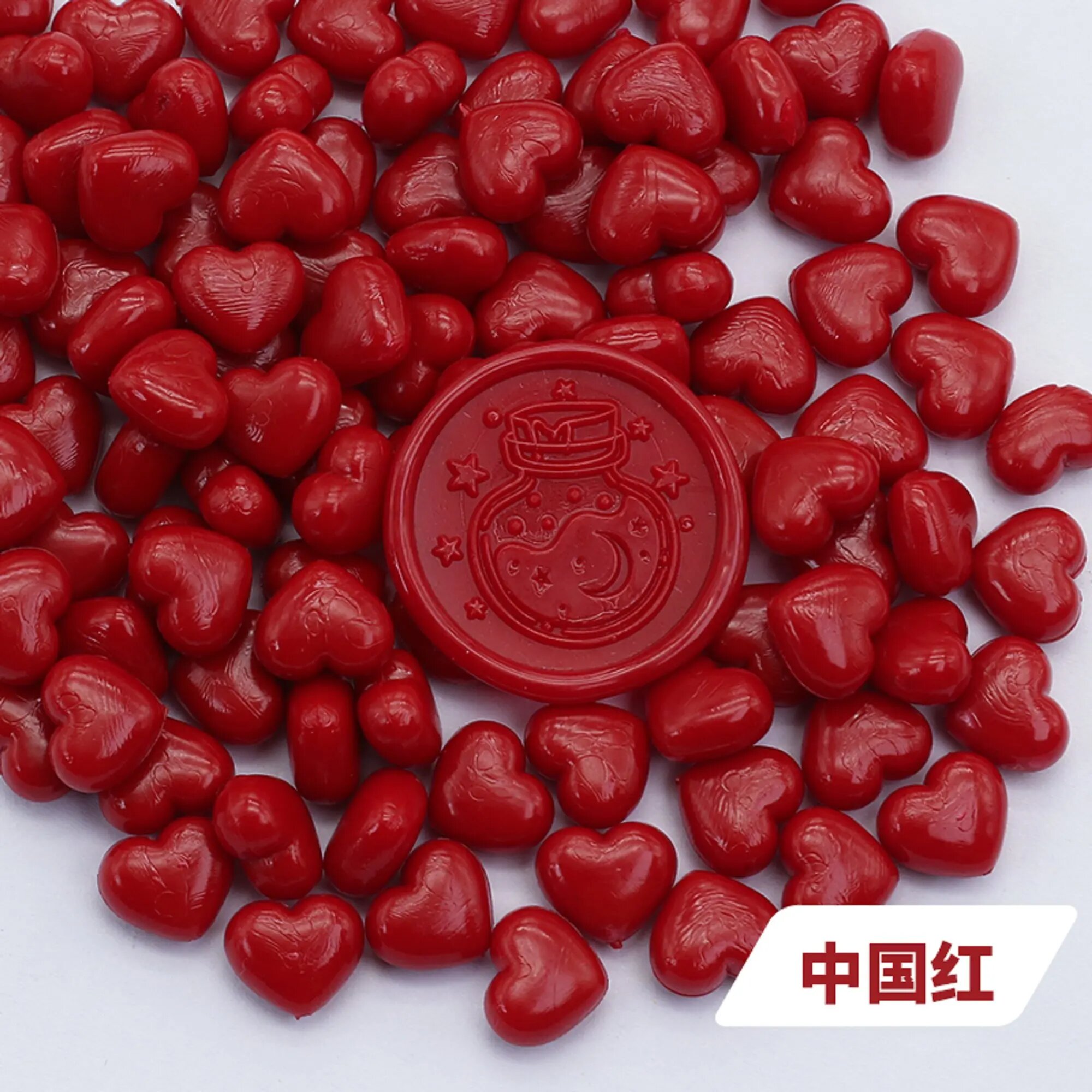 Сургучные бусины в форме сердца Красный, Светло-зеленый