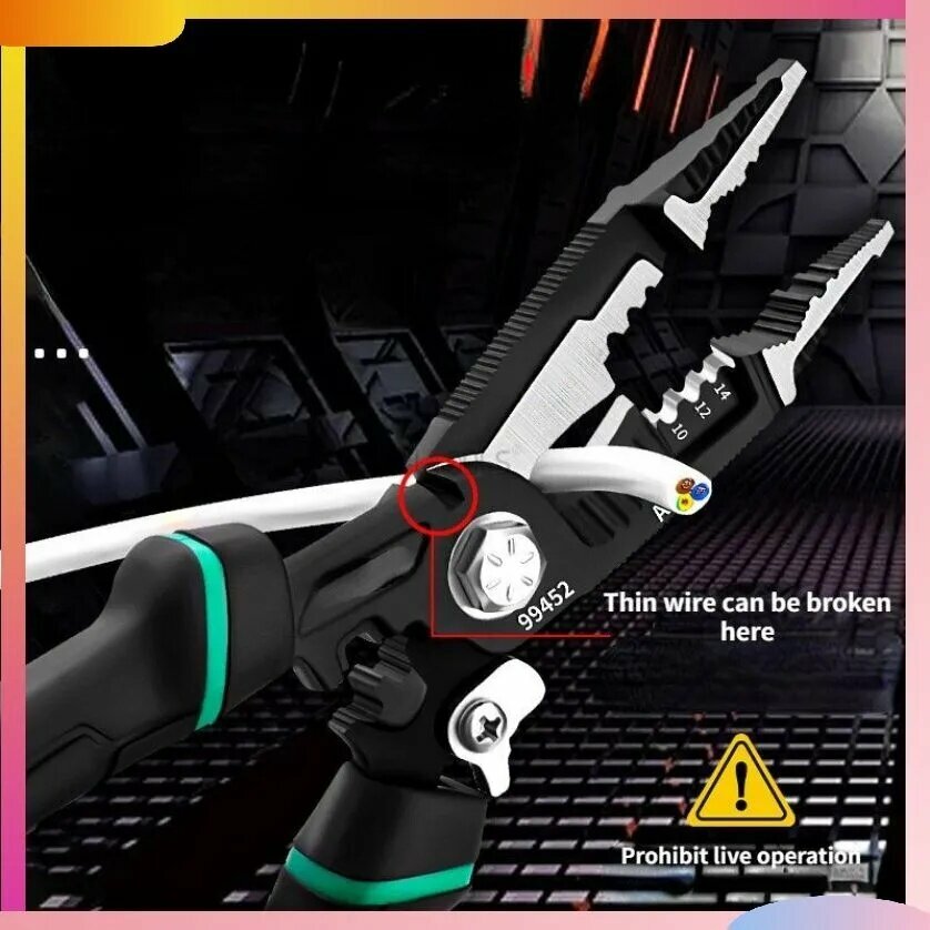 9 в 1 Многофункциональные комбинированные плоскогубцы, универсальные клещи, для электрика