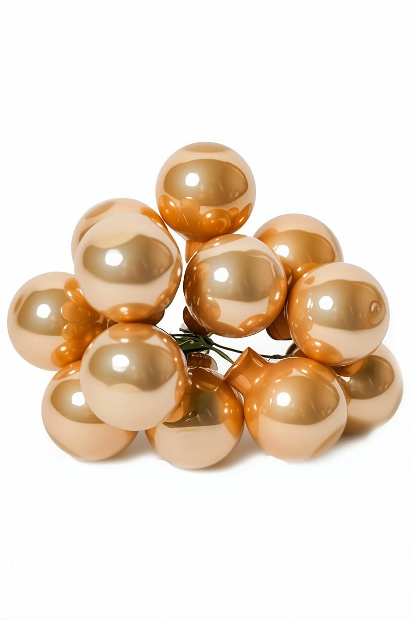 Гроздь стеклянных эмалевых шариков на проволоке, 12 шаров по 25 мм, цвет: золотой песок, Winter Deco 2000677