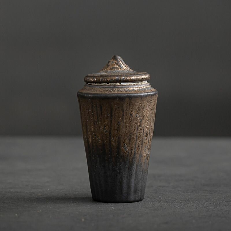 Японский стиль грубая керамика мини-чайник позолоченная железная глазурь керамическая маленькая банка герметичный контейнер портативная банка для хранения чая