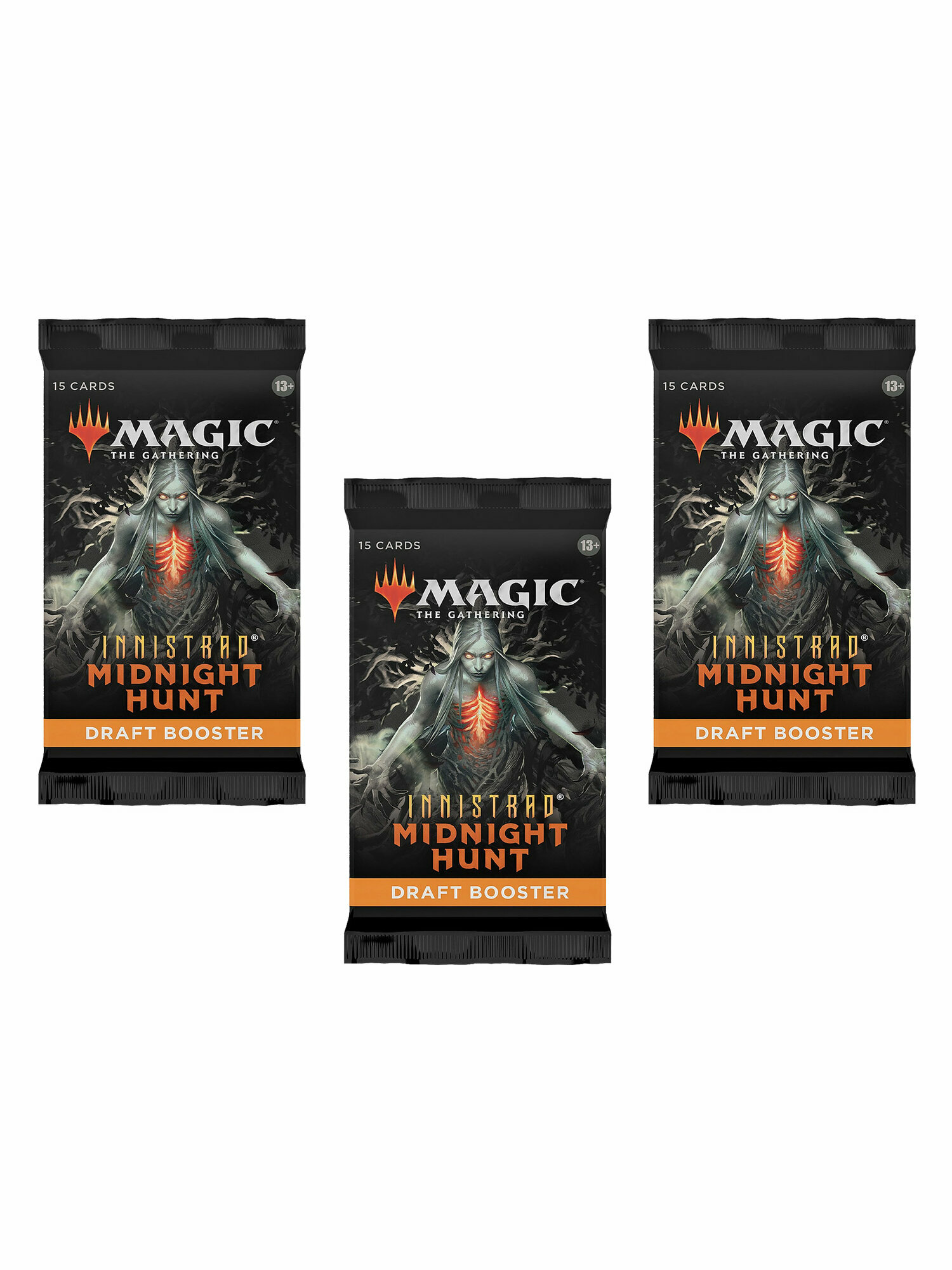 Magic The Gathering: 3 драфт-бустера MTG издания Innistrad Midnight Hunt на английском