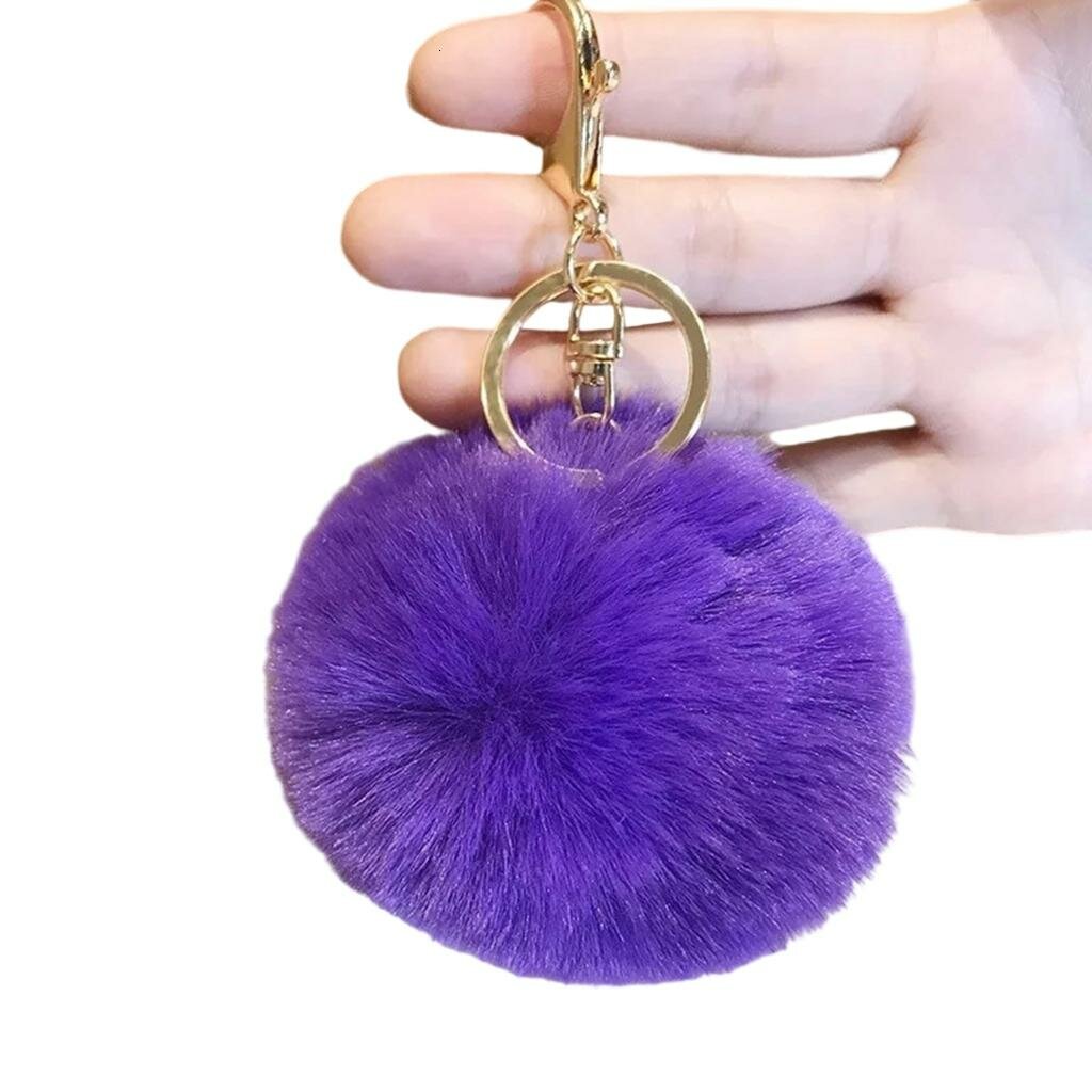 Искусственный меховой брелок-помпон, Темно-фиолетовый