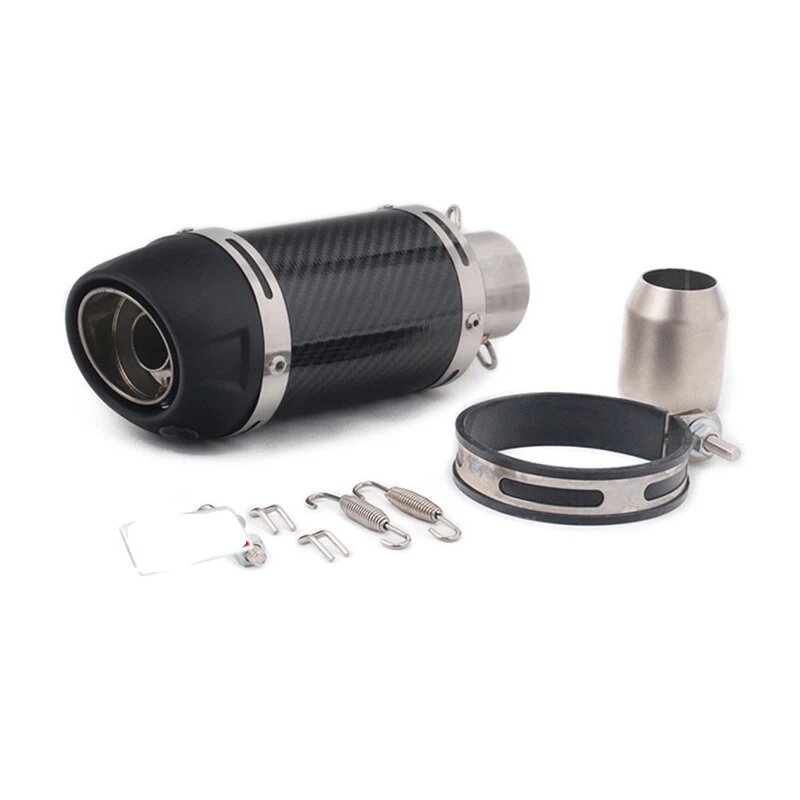 E-Mark Универсальный мотоцикл Real Leo из углеродного волокна, глушитель выхлопной трубы Escape moto для Honda Yamaha Kawasaki R1 R3 with Leo sticker