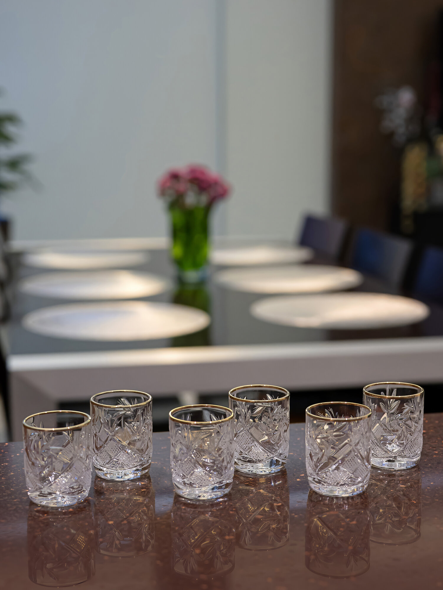 Хрустальные стопки для водки, для ликера 50 мл. набор 6 шт. Неман 1000/1, 3912/50гр отводка золотом