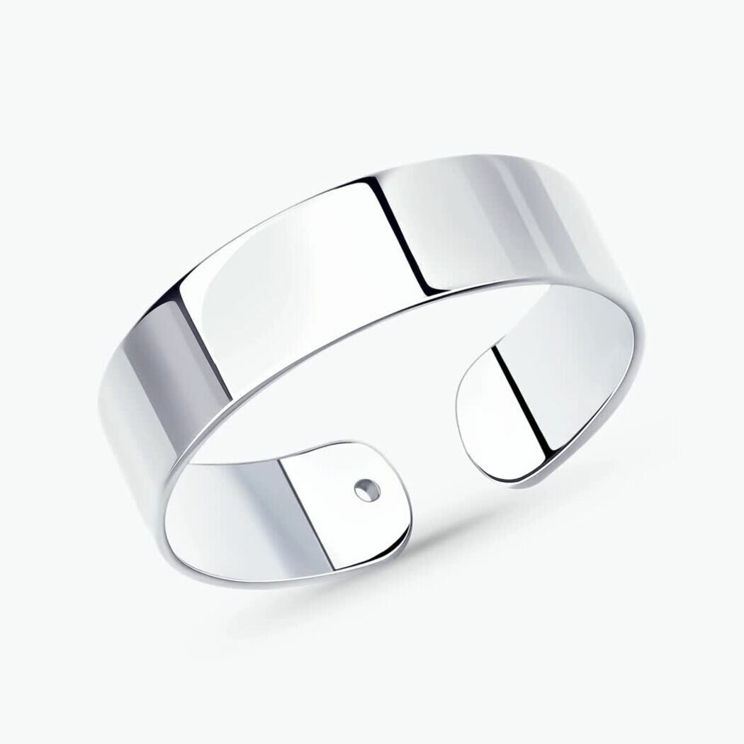 Кольцо широкое, серебро, 925 проба, родирование