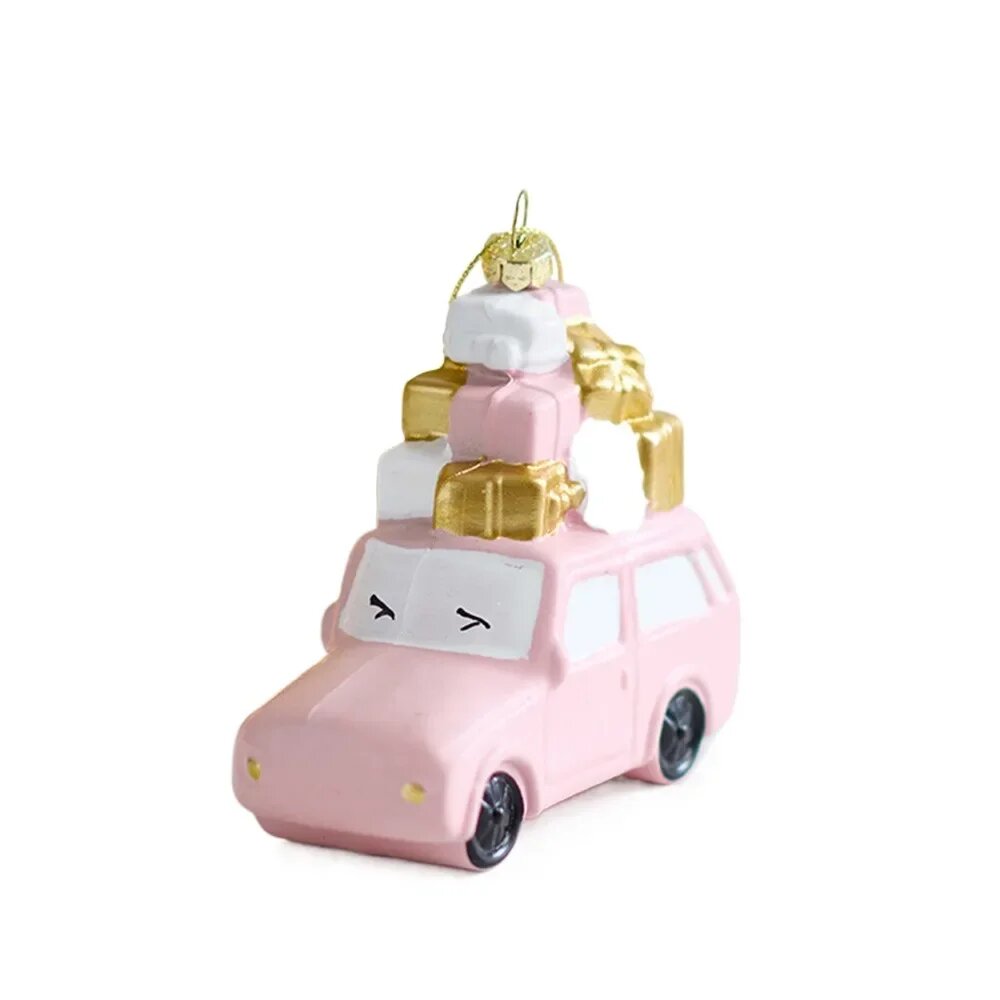 Розовые пластиковые рождественские украшения Розовый, gift car