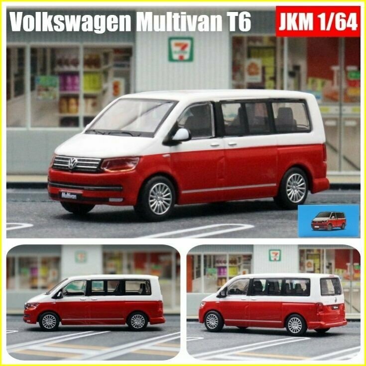 Эксклюзивная модель Volkswagen Multivan в масштабе 1:64 представлена в краснобелой расцветке