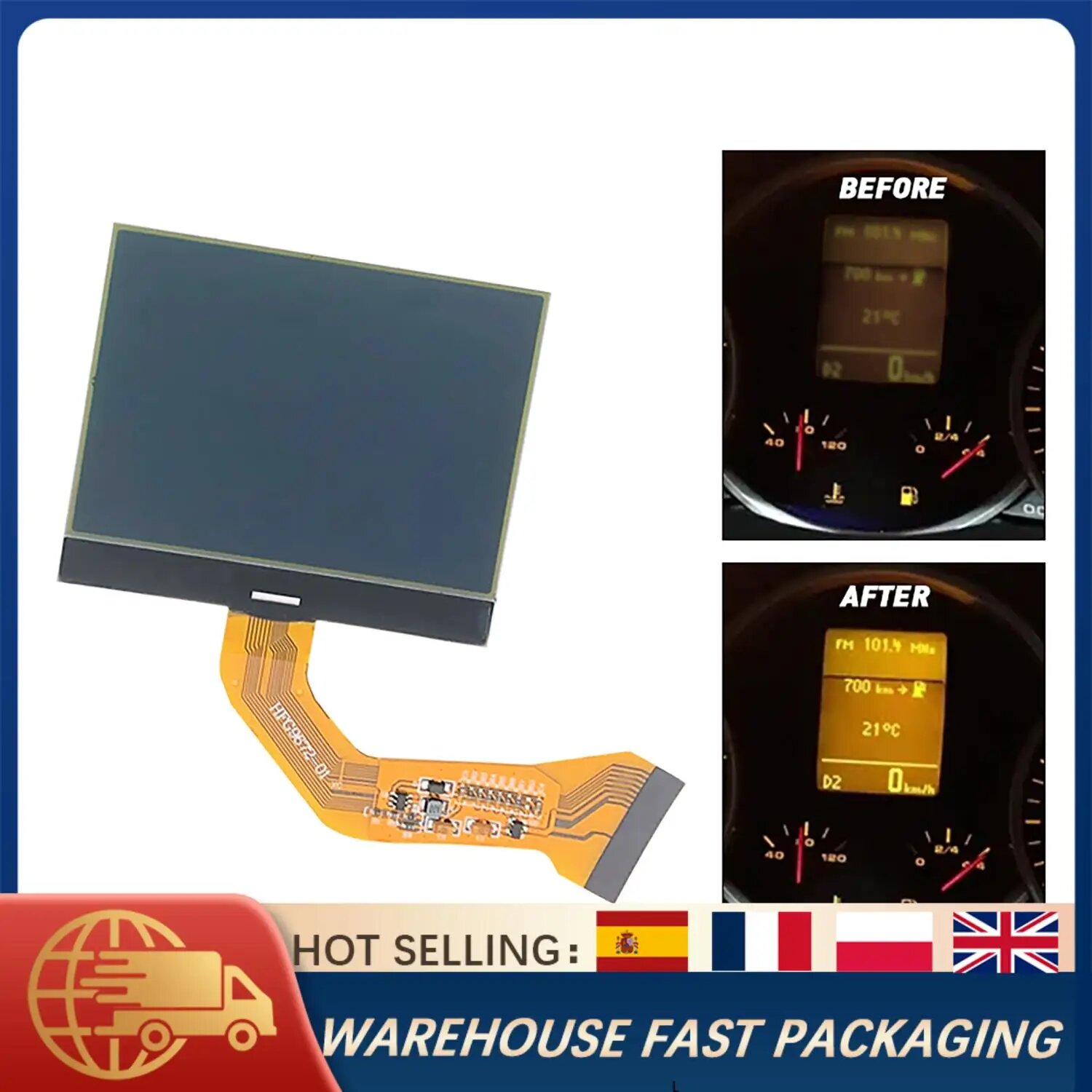 Замена монохромного ЖК-экрана приборной панели для VW Touareg Porsche Cayenne 2002-2010, ремонт пикселей 7L6920970R, комплектация приборов