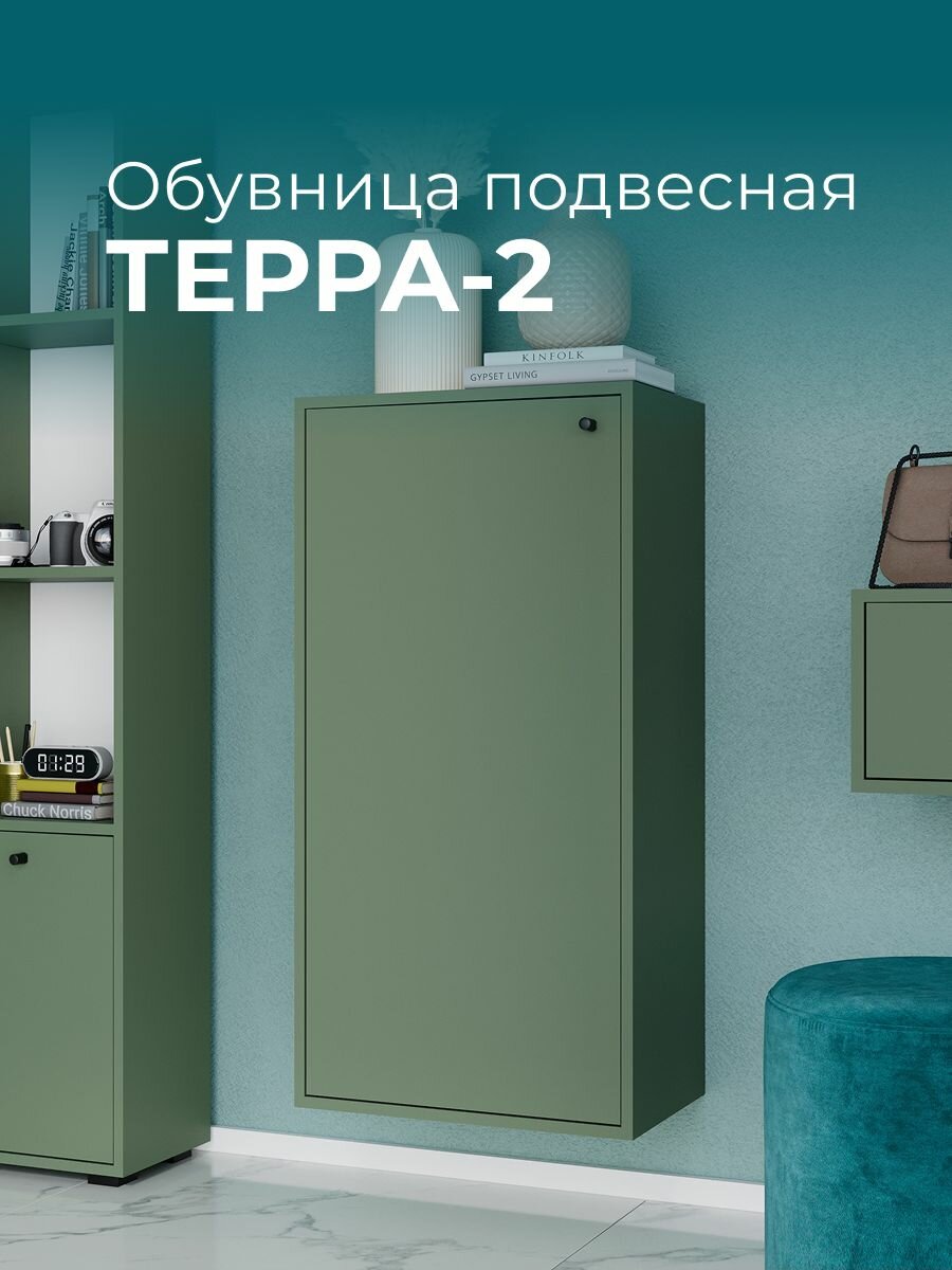 Обувница навесная подвесная Терра-2 ЛДСП 50 х 31 х 99 см зеленый