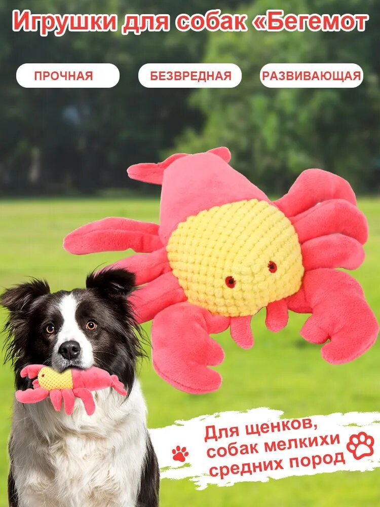 Игрушка для собак плюшевый омар-ананас с шуршанием, 30.5 23 см, для мелких и средних пород, VELINOVA