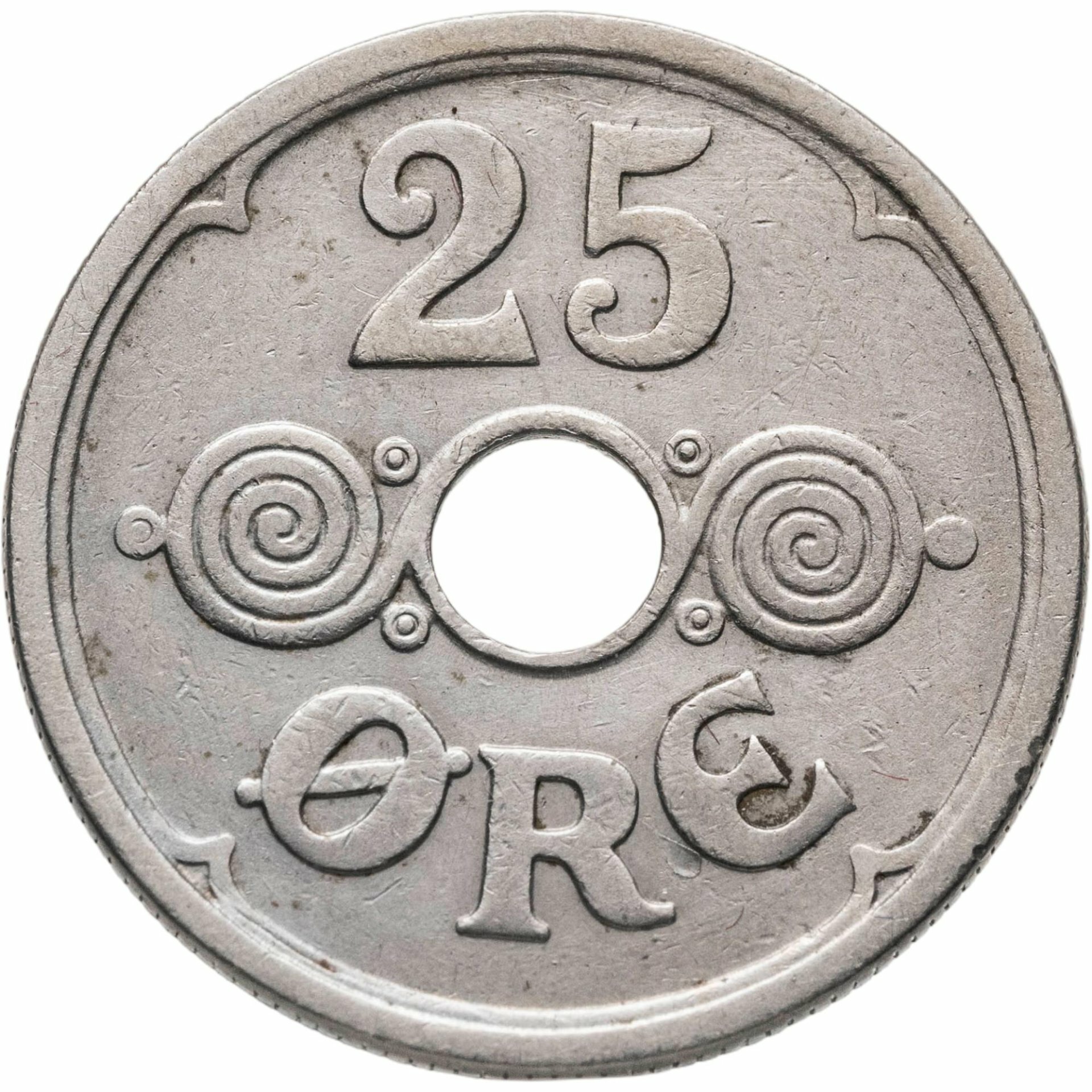Дания 25 эре ore 1935, Мельхиор медь-никель, в сохранности VF