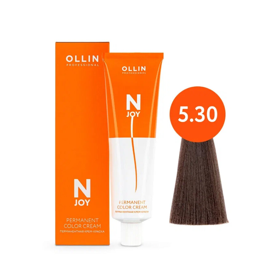 Перманентная крем-краска для волос OLLIN, 5/30 "N-JOY" - светлый шатен золотистый, 100мл