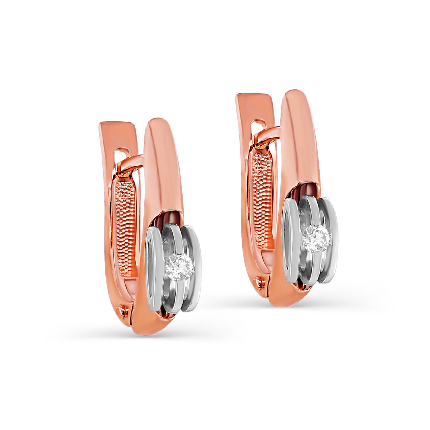 Серьги, красное золото, 585 проба, бриллиант