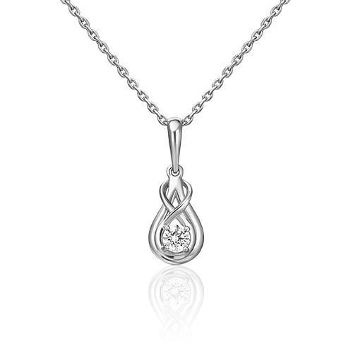 Подвеска PLATINA, белое золото, 585 проба, фианит