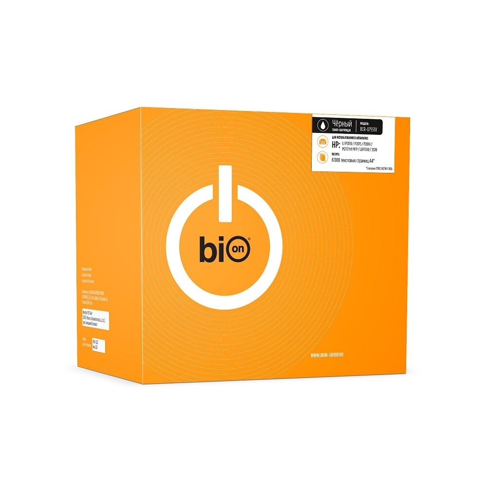 Bion BCR-Q7553X Картридж для HP LaserJet P2015/P2014/P2014n/P2015n/P2015d/P2015x/P2015dn/M2727nf/M2727nfs (6000 стр.), Черный