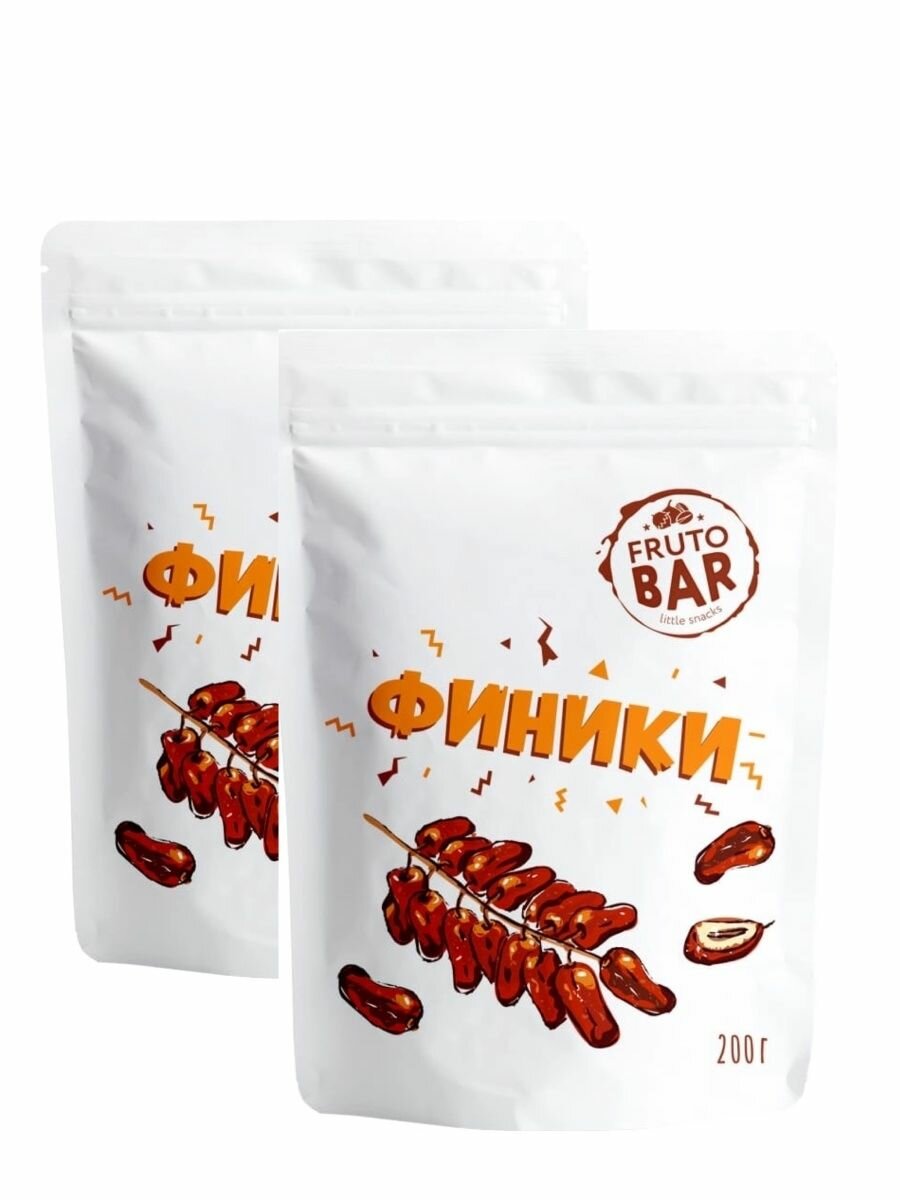Финики сушёные с косточкой, FRUTO BAR, 200 г- 2 упаковки