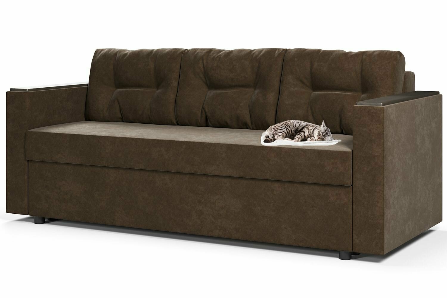 Диван-кровать Атлант еврокнижка, коричневый велюр