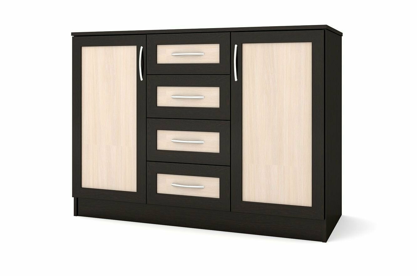 Комод №9 венге цаво, дуб молочный, рамка квадро