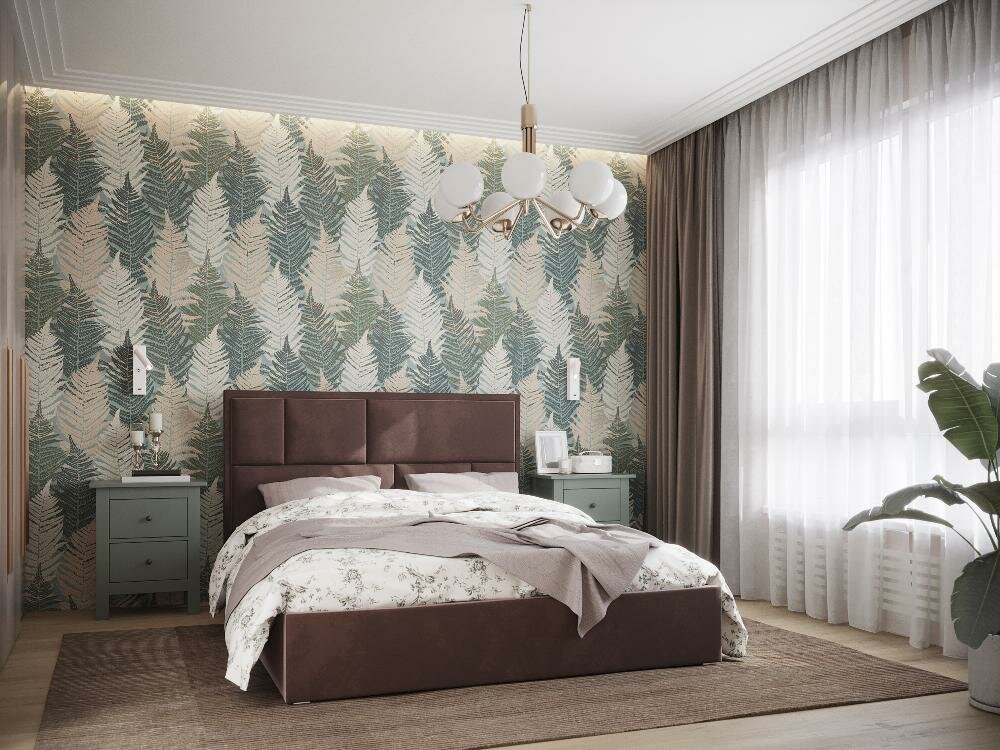 Мэдисон кровать 180 х 200 с подъемным механизмом, ящик для белья, Велюр Шоколад