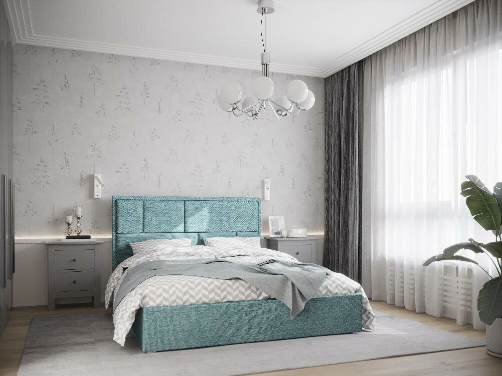 Мэдисон кровать 160 х 200 с подъемным механизмом, ящик для белья, Рогожка Мята