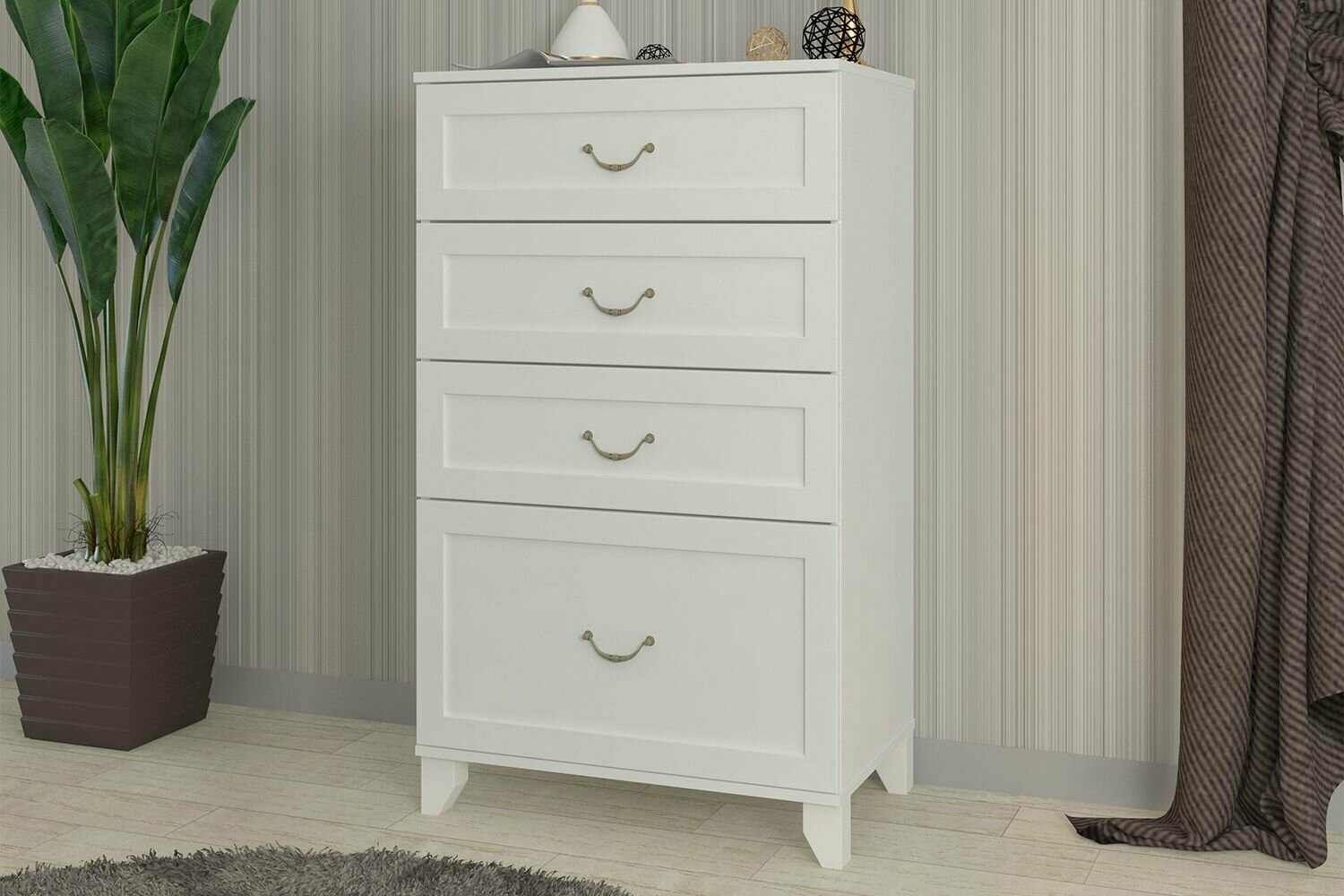 Комод Ренди 3М 70х40х120 белый, рамка квадро МДФ, ножка №3