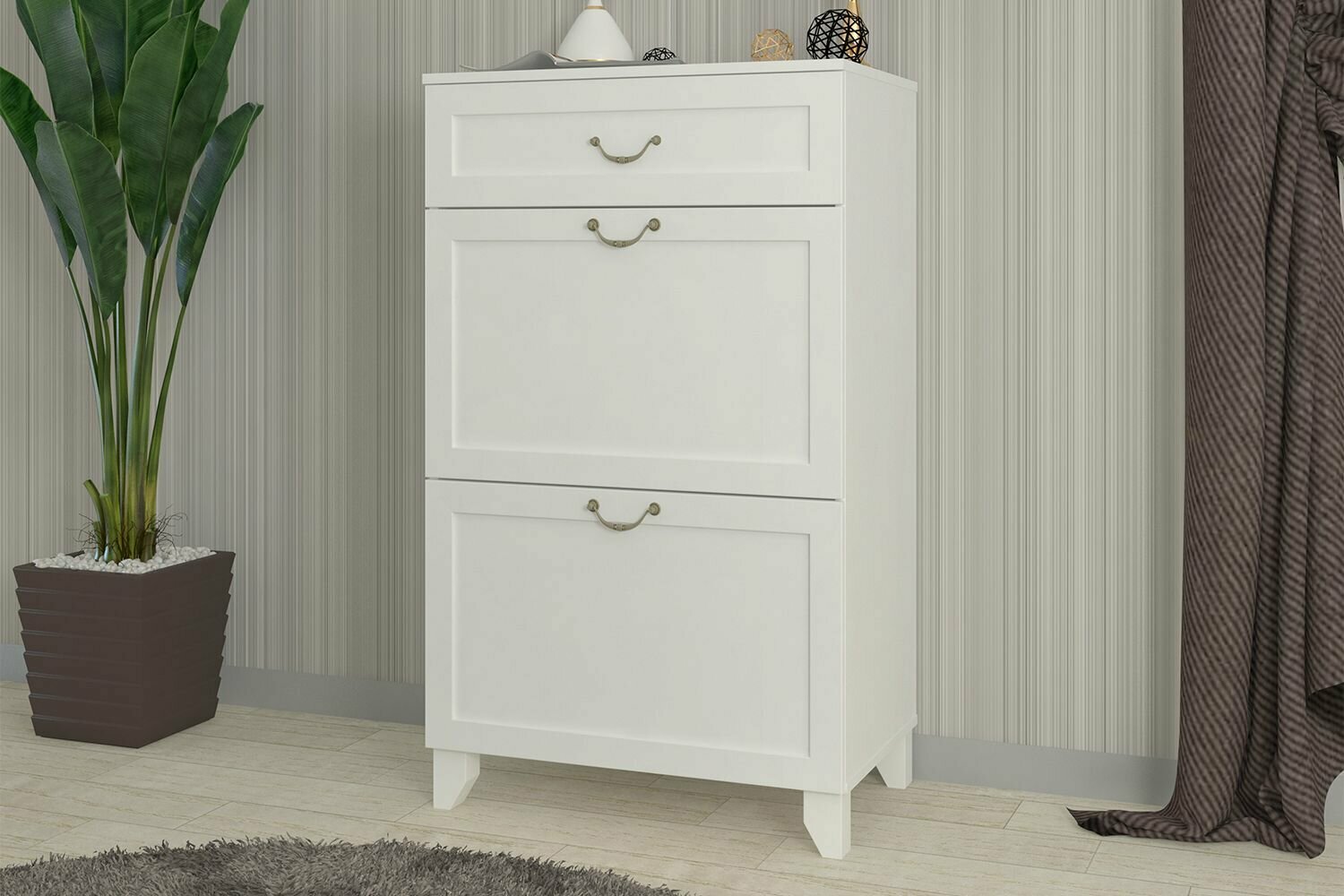 Комод Ренди 8М 70х40х120 белый, рамка квадро МДФ, ножка №3