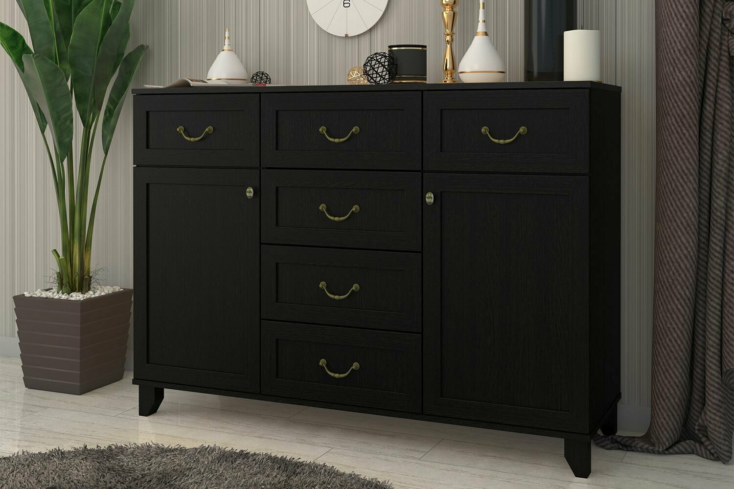 Комод Ренди 23М 140х40х100 венге цаво, рамка квадро МДФ, ножка №3