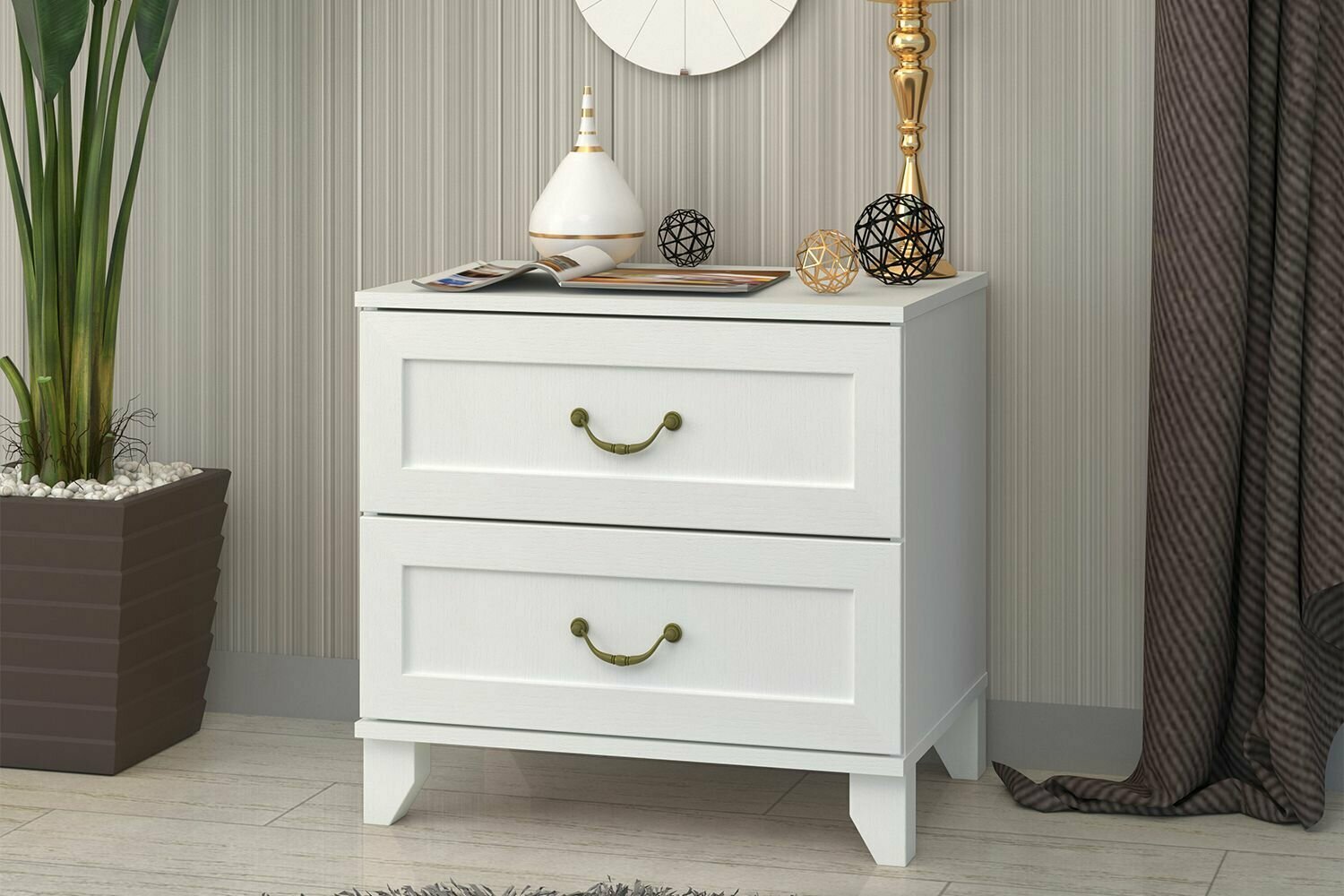 Комод Ренди 15М 60х40х60 белый, рамка квадро МДФ, ножка №3