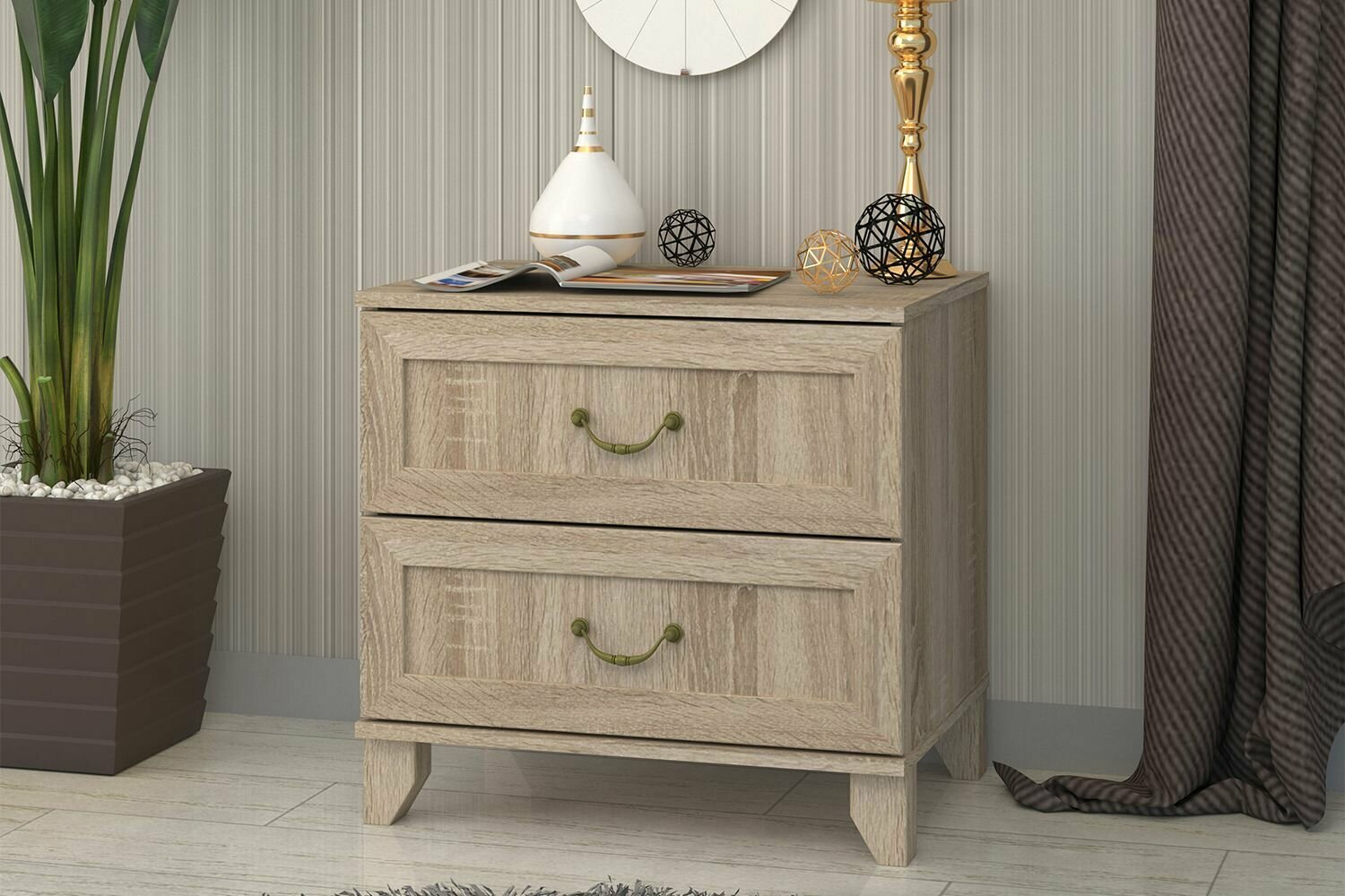 Комод Ренди 15М 60х40х60 дуб сонома, рамка квадро МДФ, ножка №3