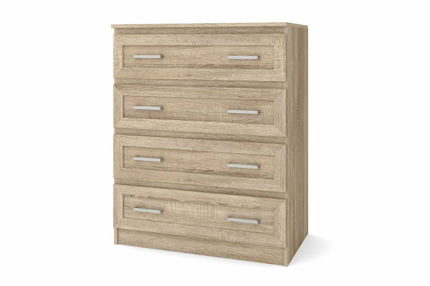 Комод МногоМеб К-19 80х43х99 4 ящика, дуб сонома, рамка квадро