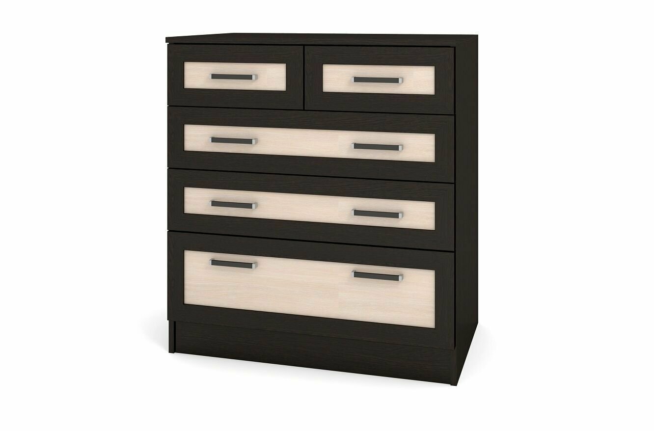 Комод К-3 80х50х90 5 ящиков, венге цаво, дуб млечный, рамка квадро