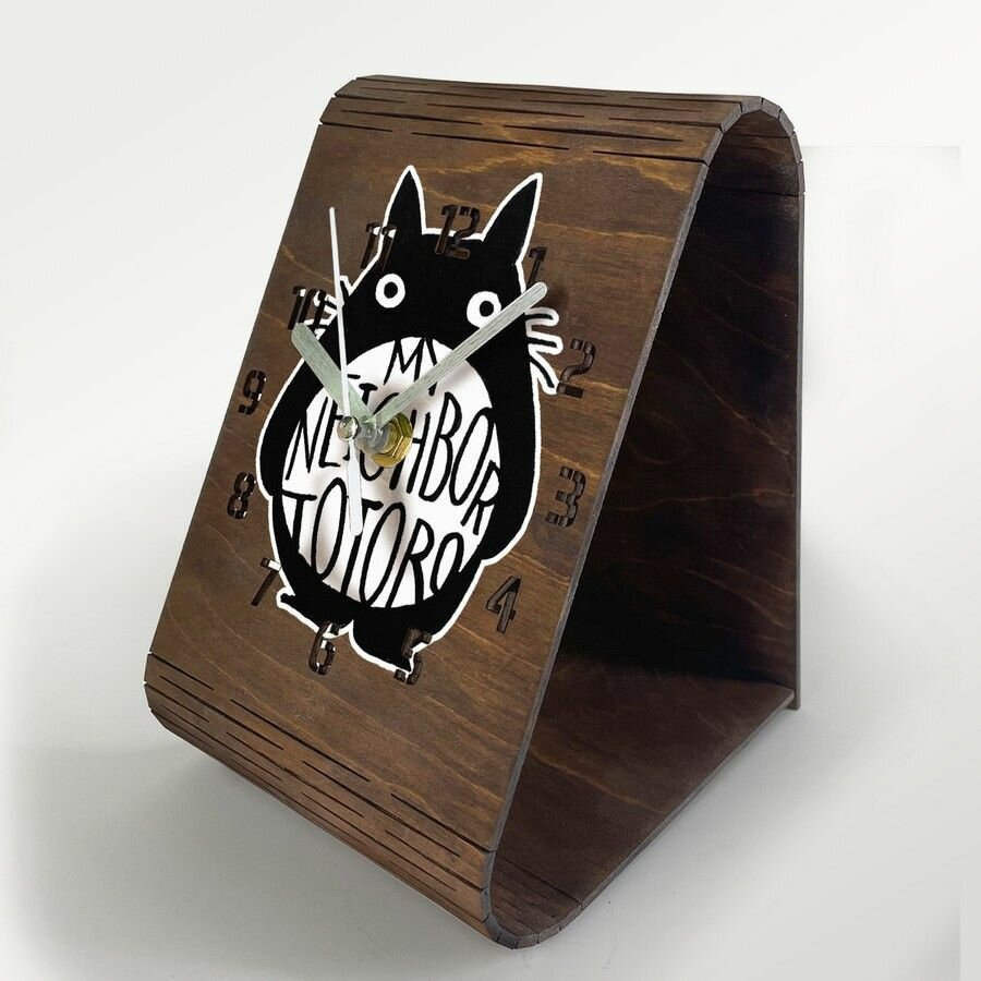 Настольные часы из дерева, цвет венге, яркий рисунок Аниме My Neighbor Totoro - 420