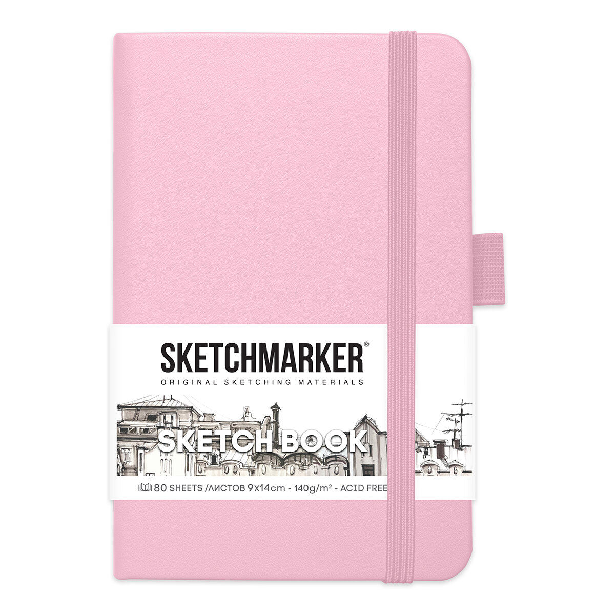 SKETCHMARKER Блокнот для зарисовок 140 г/м2 A6 9 х 14 см твердый переплет 80 л розовый