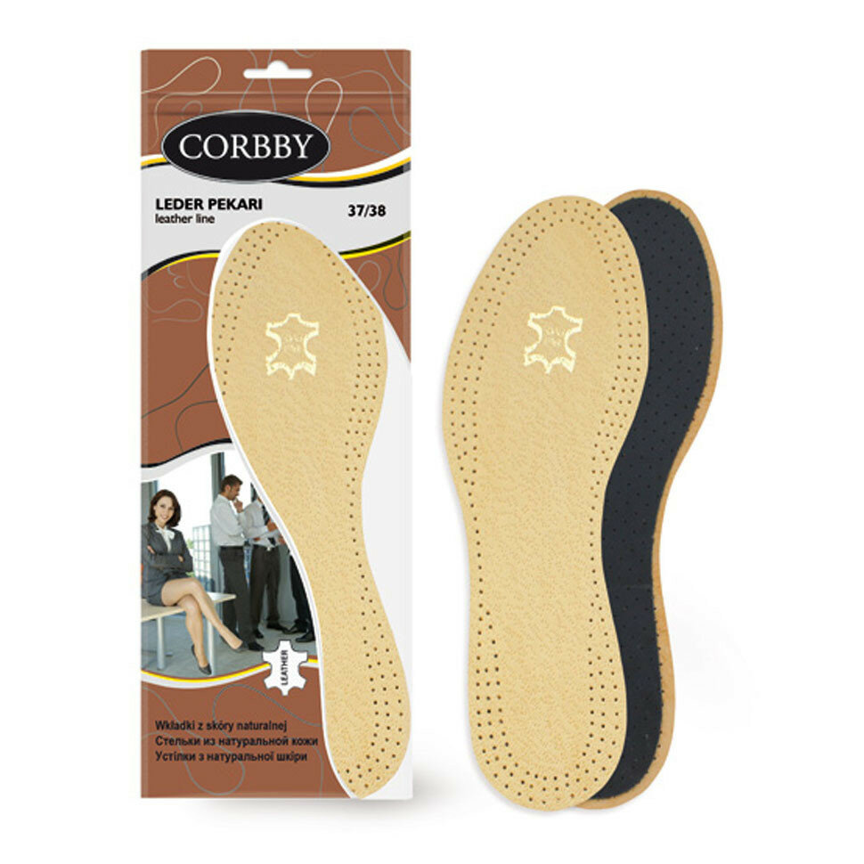 Стельки CORBBY из высококачественной натуральной кожи Leder Pekari, 37-38 EU.