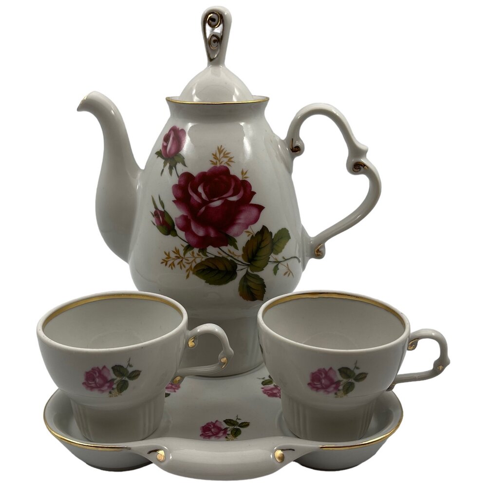 Набор кофейный "Доброе утро" на 2 персоны (4 пр), фарфор, 1992-2002 гг, ЮжноУральский ФЗ, СССР (2)