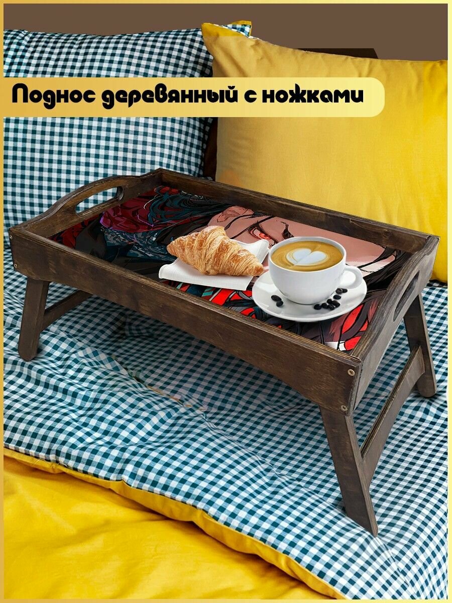 Деревянный поднос на ножках с рисунком аниме - 30