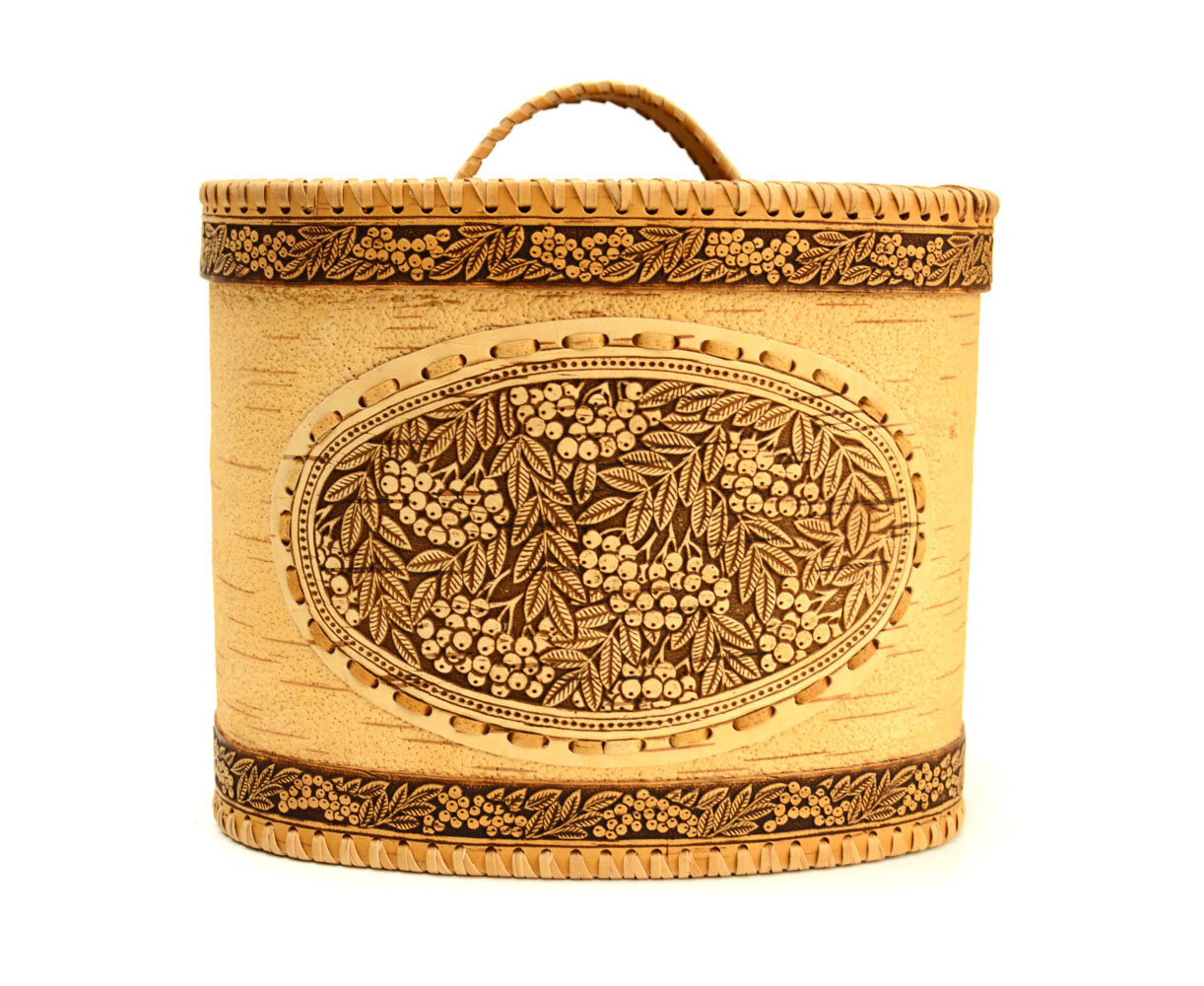Хлебница - короб из бересты "Рябина"