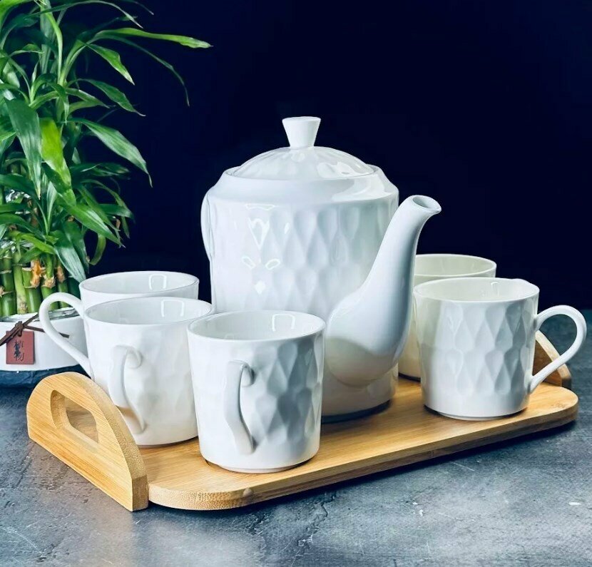 Чайный набор 7пр. 300мл BAMBOO на подставке Фарфор, бамбук 140-048 118-140-048